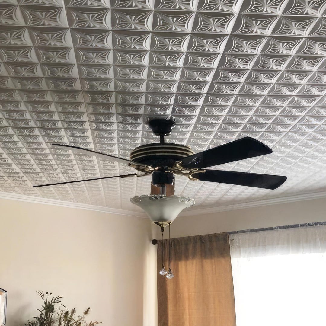 Styrofoam Ceiling Tiles to Cover Popcorn Ceiling. Easy DIY Installation ...
