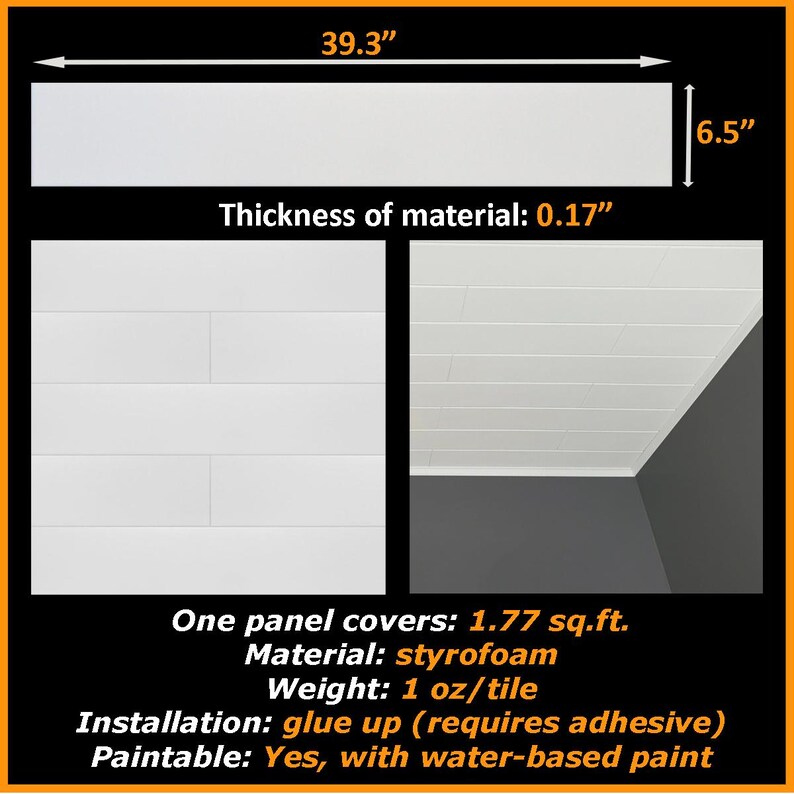 Ceiling Planks Panels, Styrofoam, Glue Up, 39.3" X 6.5", DIY - Etsy