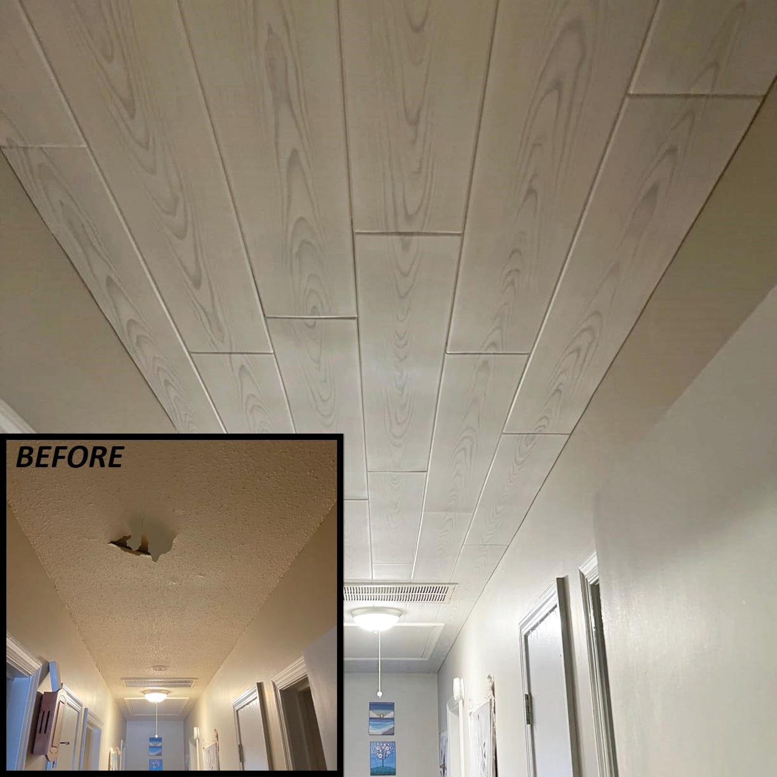 Styrofoam Ceiling Planks: White-gray Wood Imitation, Glue-up (36 Pcs ...
