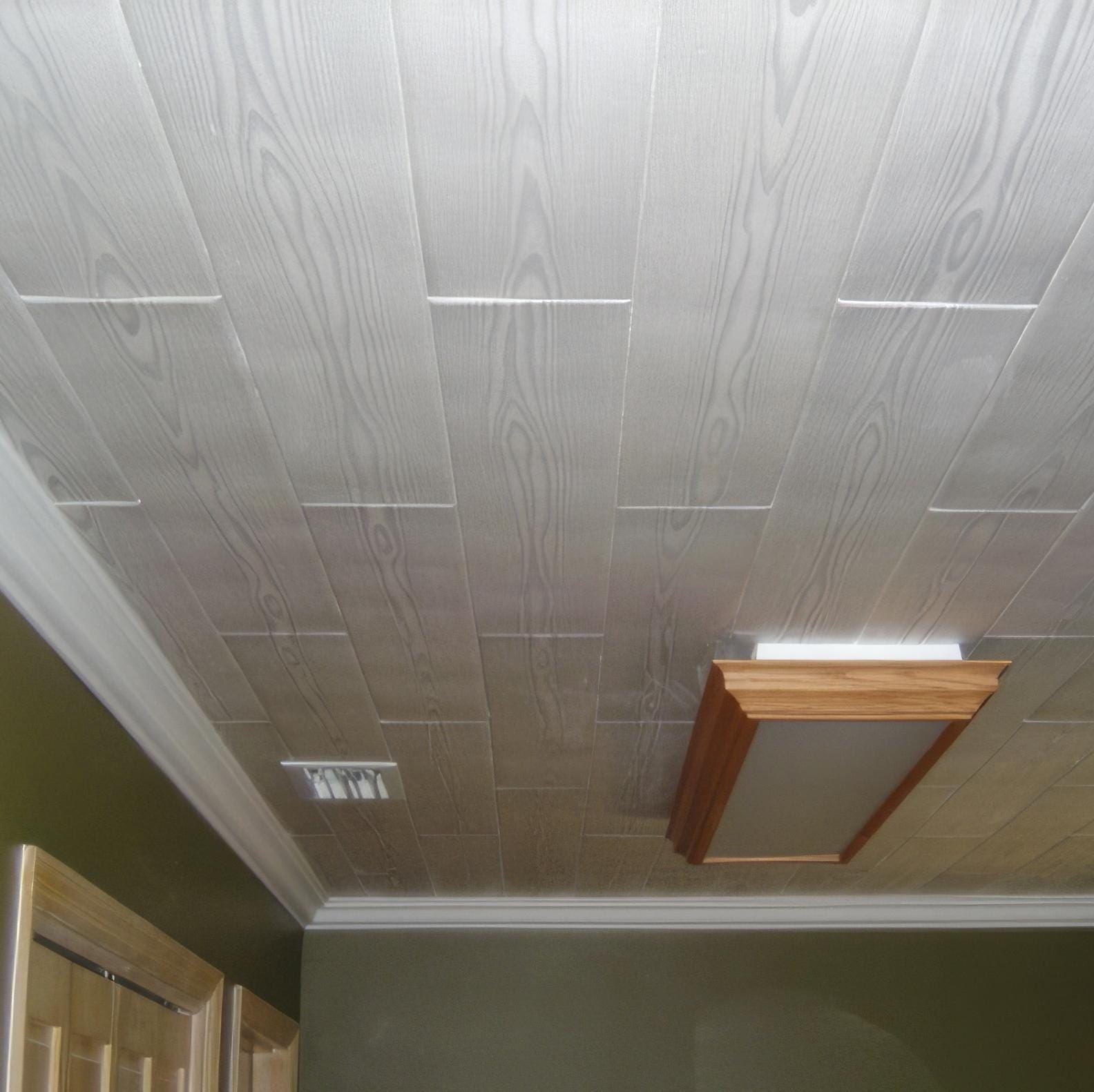 Styrofoam Ceiling Planks: White-gray Wood Imitation, Glue-up (36 Pcs ...