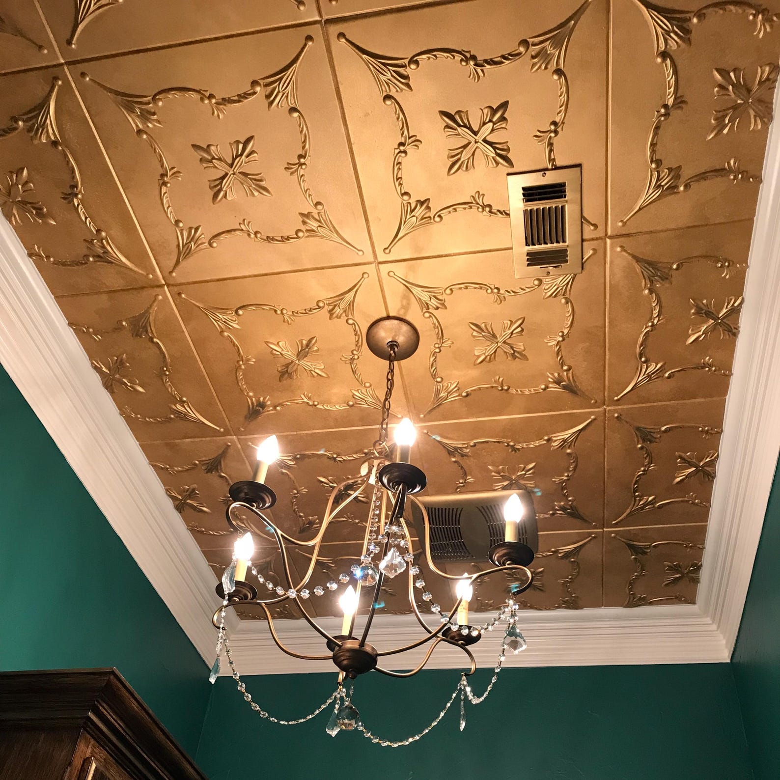 Styrofoam Ceiling Tiles to Cover Popcorn Ceiling. Easy DIY Installation ...