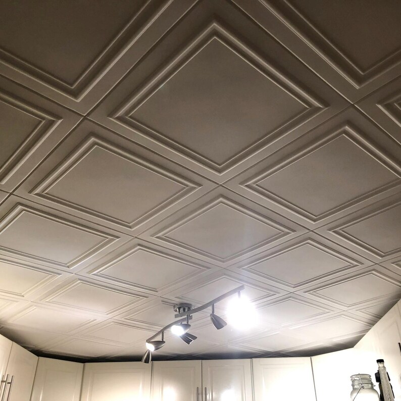 Styrofoam Ceiling Tiles - Glue up Over Popcorn Ceiling - Easy DIY ...