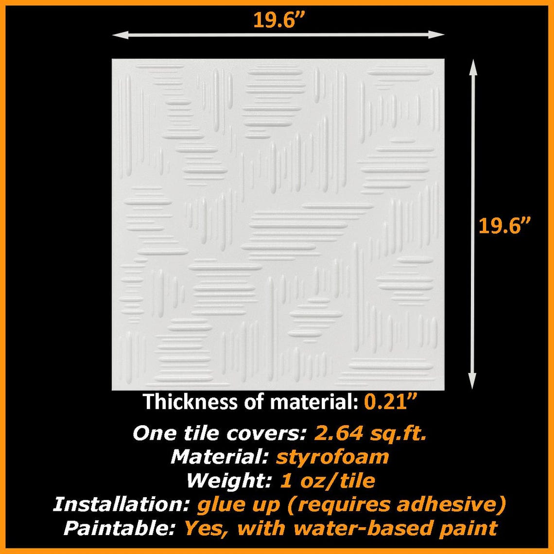 Textured Styrofoam Ceiling Tile: Glue-up DIY Installation - Etsy