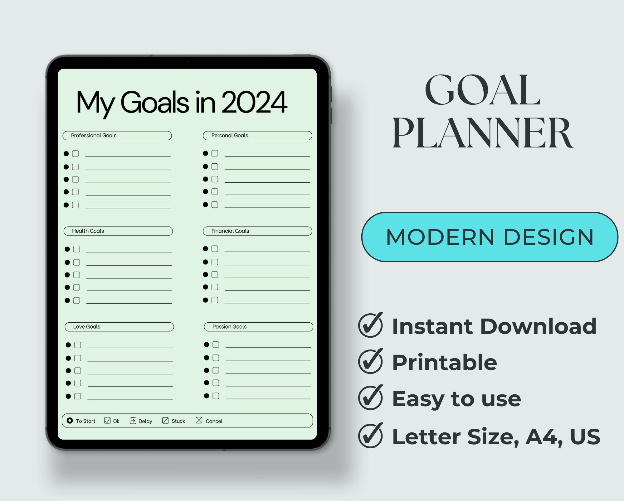 Minimal Printable Yearly Goals Planner, Goal Setting Planner Printable ...