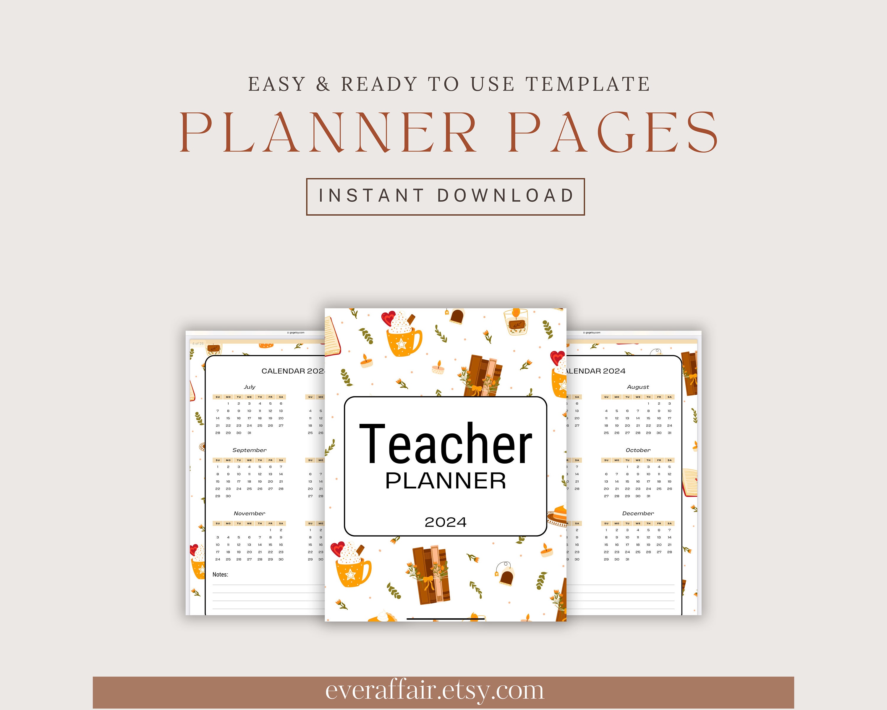 Teacher Planner, Lesson Planner Printable, 2024 Teacher Planner, School ...