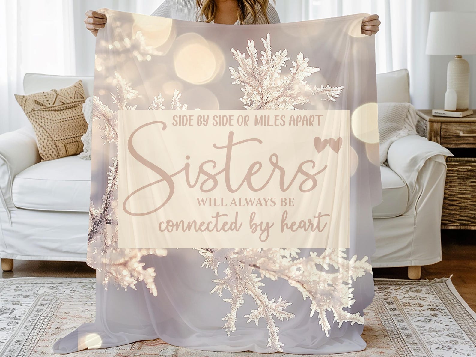 Custom Plush Sister Keepsake Blanket With Cute Christmas Patterns and ...
