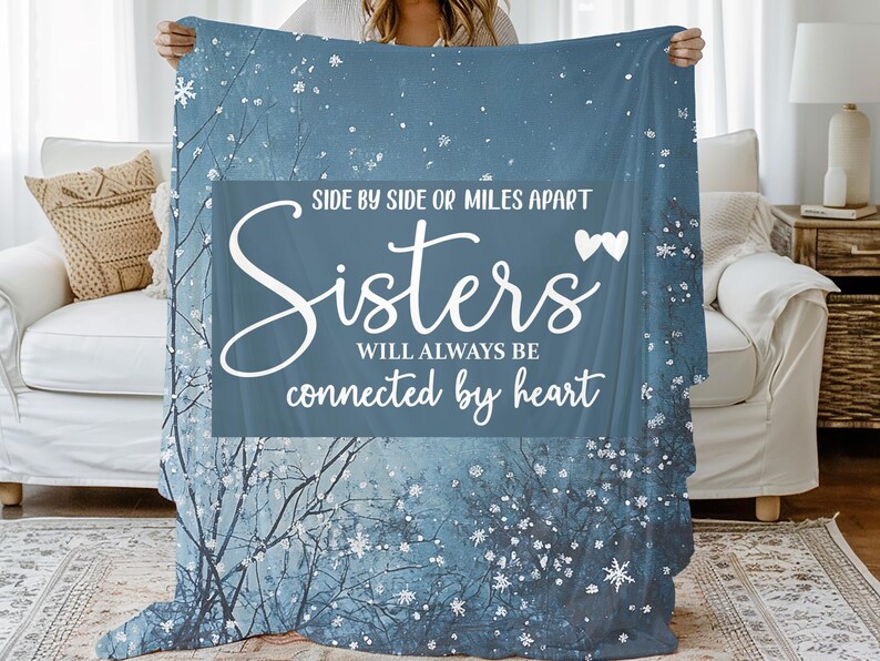 Custom Plush Sister Keepsake Blanket With Cute Christmas Patterns and ...
