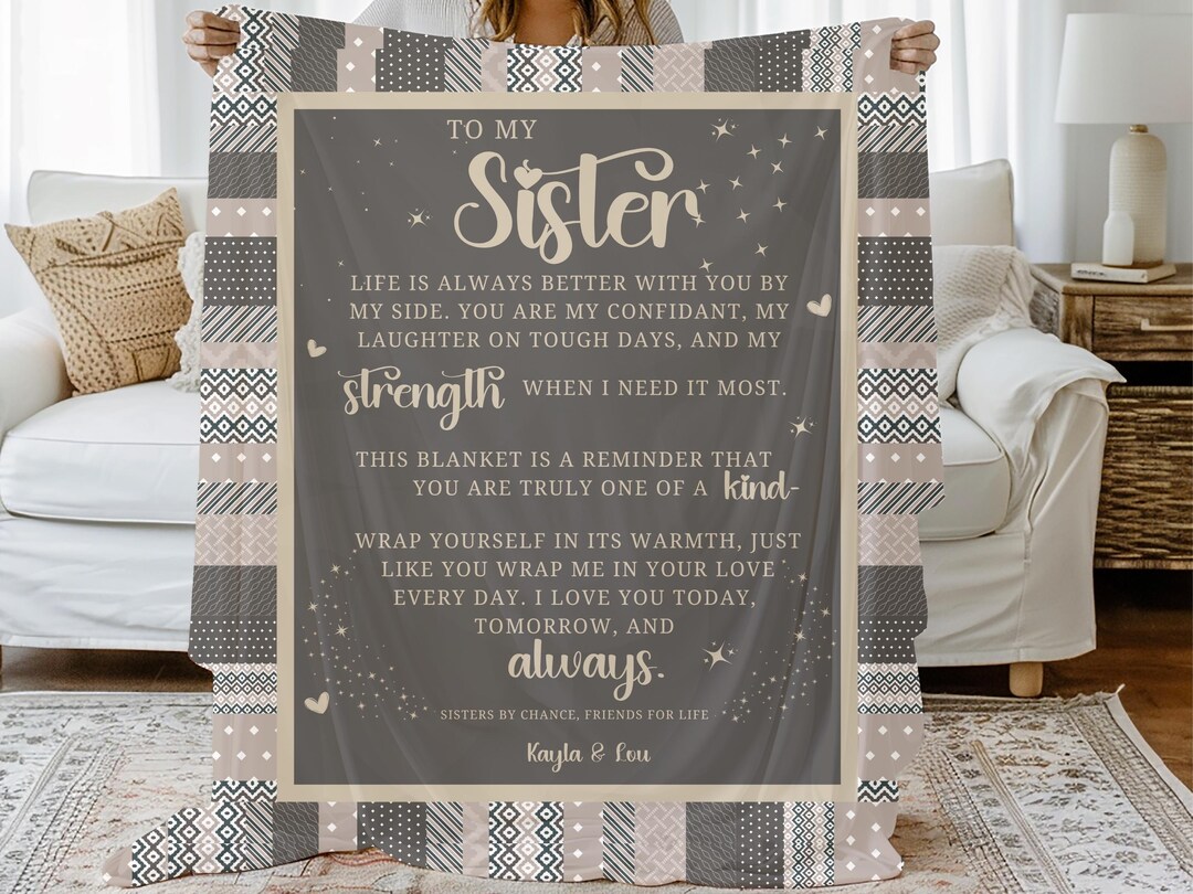 Personal Sister Gift Blanket, Custom Name Sister Throw - Etsy