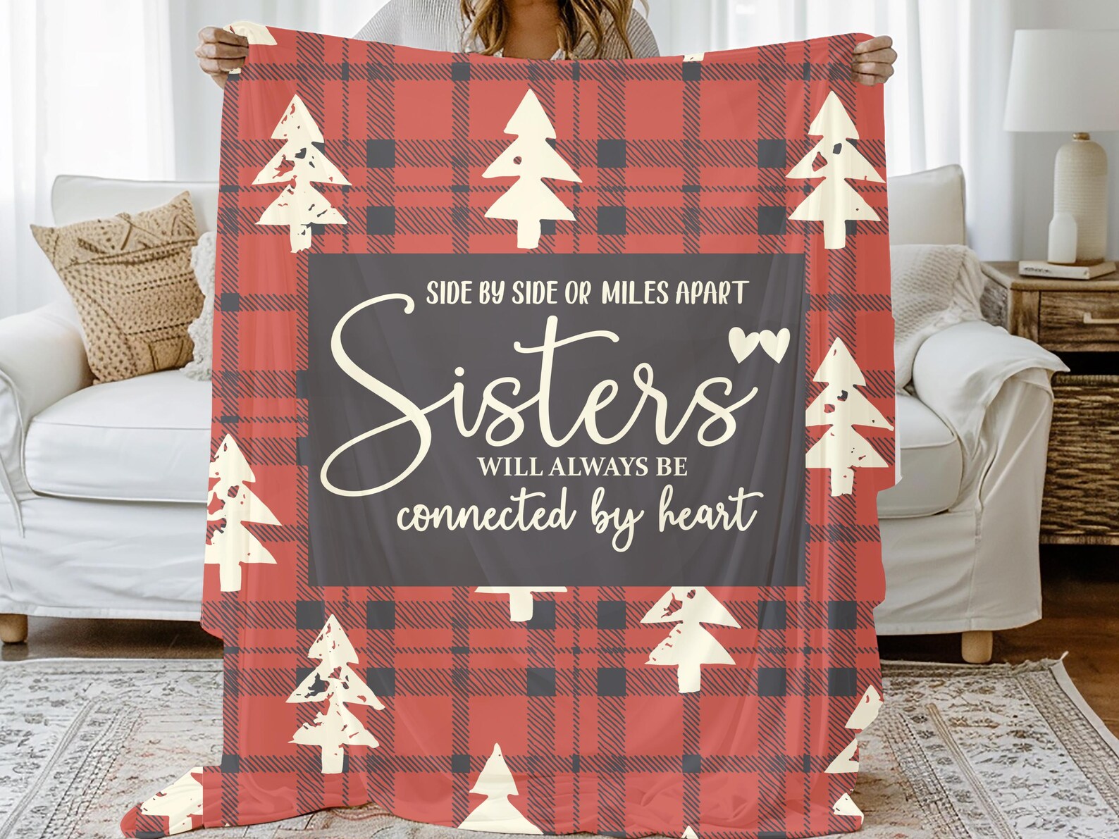 Custom Plush Sister Keepsake Blanket With Cute Christmas Patterns and ...
