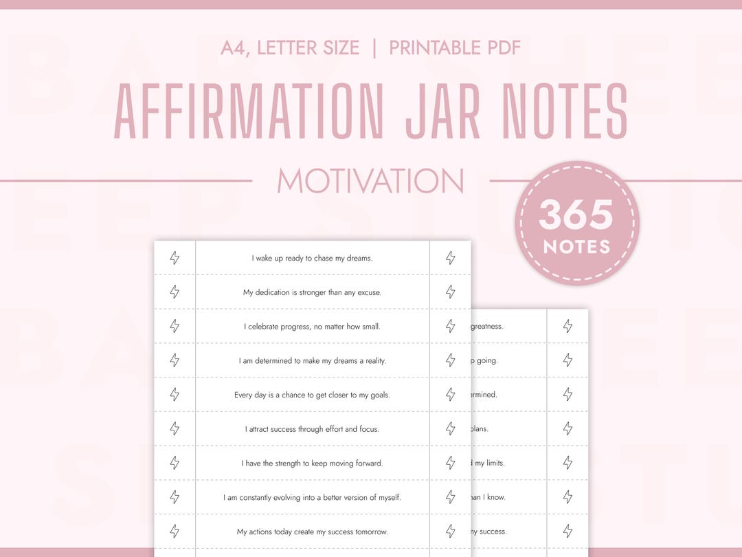 Motivational Affirmations Jar Motivation Daily Affirmations Printable ...