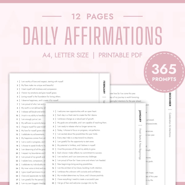 365 Affirmation Journal - Etsy