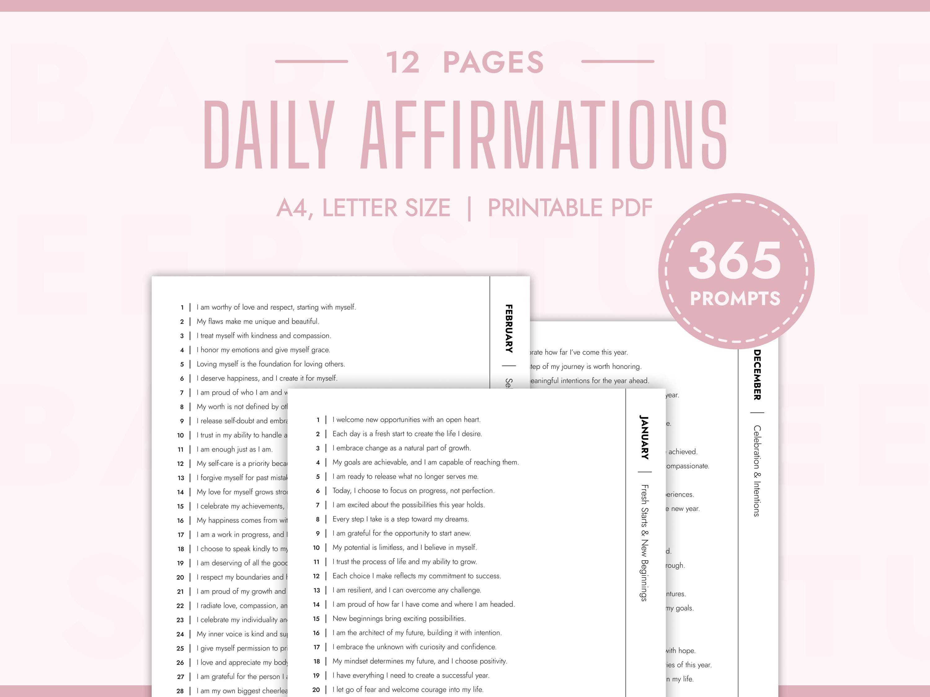 Affirmations Bundle Printable Daily Affirmations Self Care Beginner ...