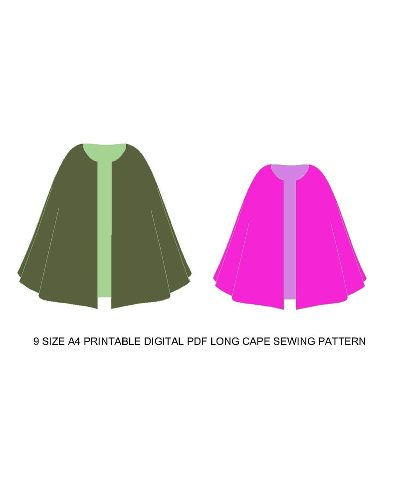 Long Cape PDF Sewing Pattern – 9 Sizes, Poncho Coat Cardigan (pattern ...