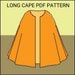 Long Cape PDF Sewing Pattern – 9 Sizes, Poncho Coat Cardigan (pattern ...