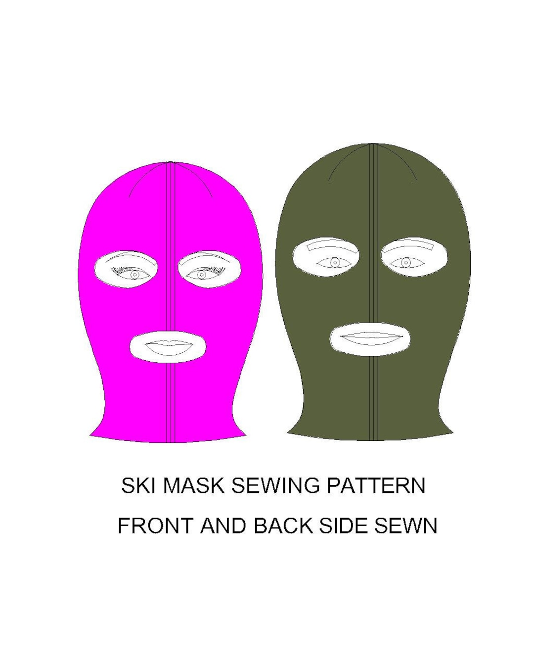 Ski Mask Pattern, Balaclava, Winter Mask PDF Digital Sewing Pattern ...