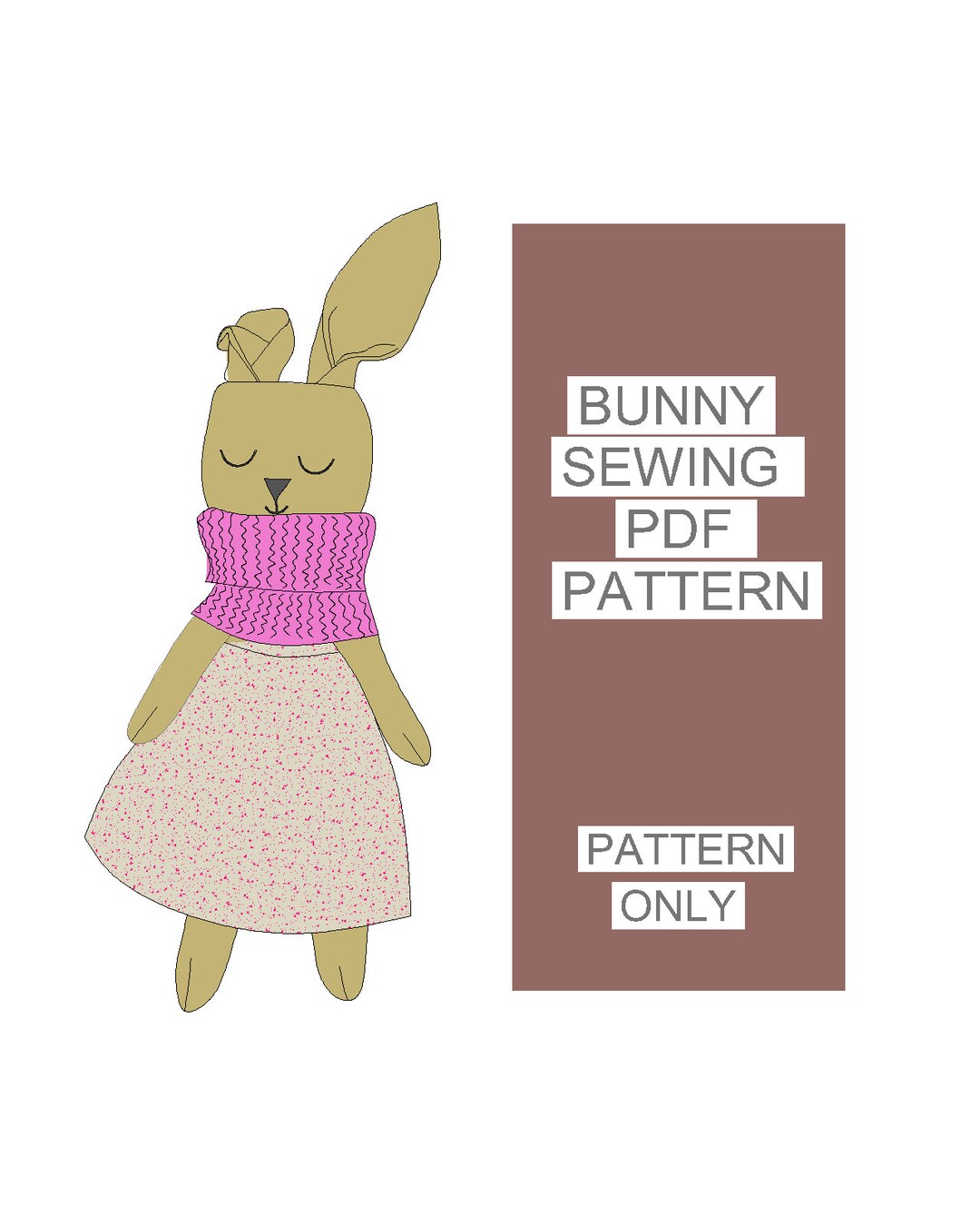 Printable Bunny Stuffed Toy Pdf Sewing Pattern, This Rabbit Pattern is ...