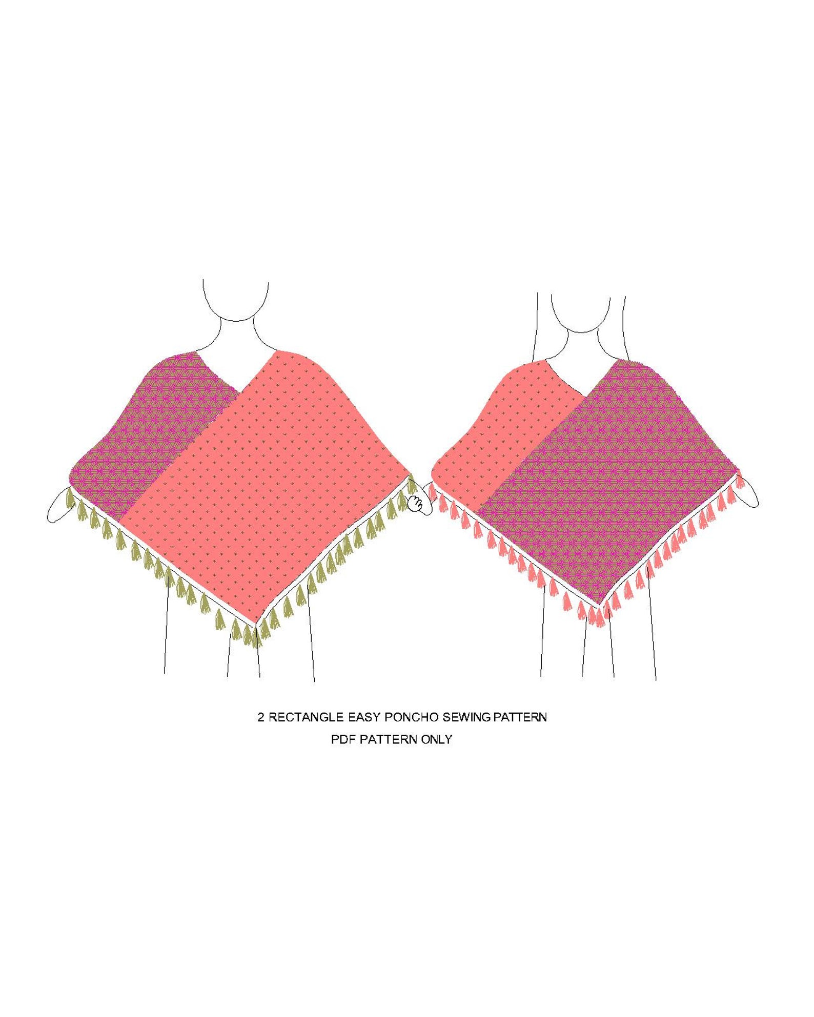 Easy Rectangle Poncho Sewing PDF – Pattern Only - Etsy