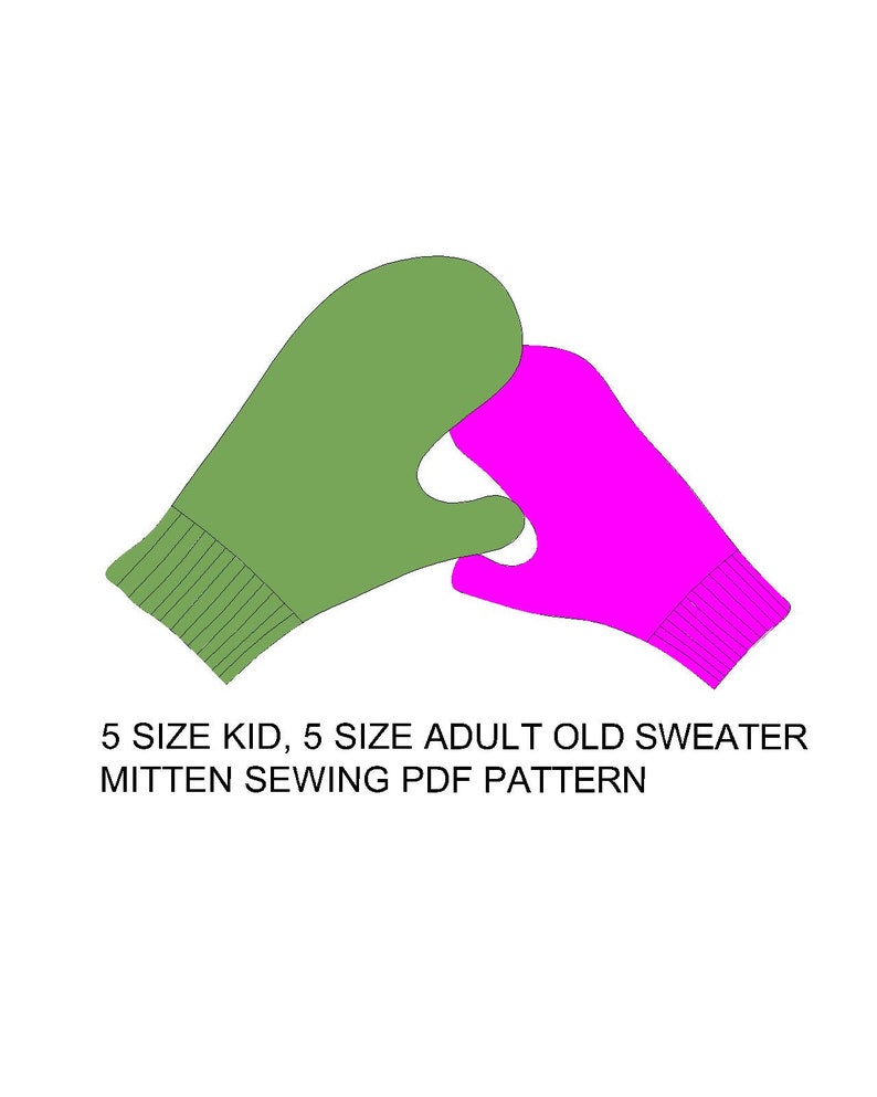 Mitten PDF Sewing Pattern – Upcycled Sweater Gloves, 10 Sizes for Kids and Adults (pattern Only ...