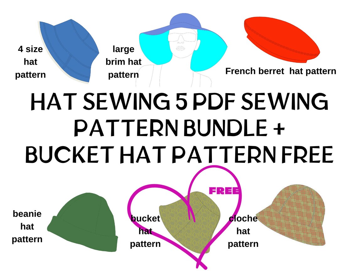 5 Hat Sewing PDF Pattern Bundle + Bucket Hat Pattern for Free - Etsy