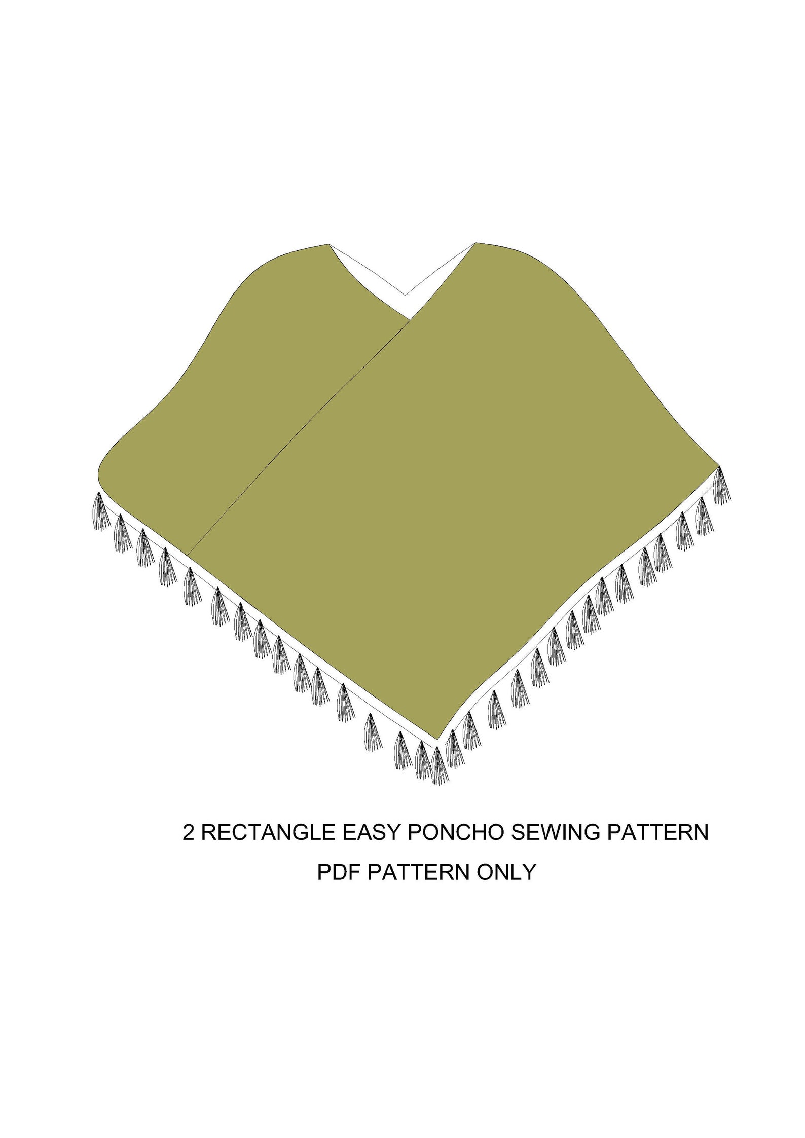 Easy Rectangle Poncho Sewing PDF – Pattern Only - Etsy