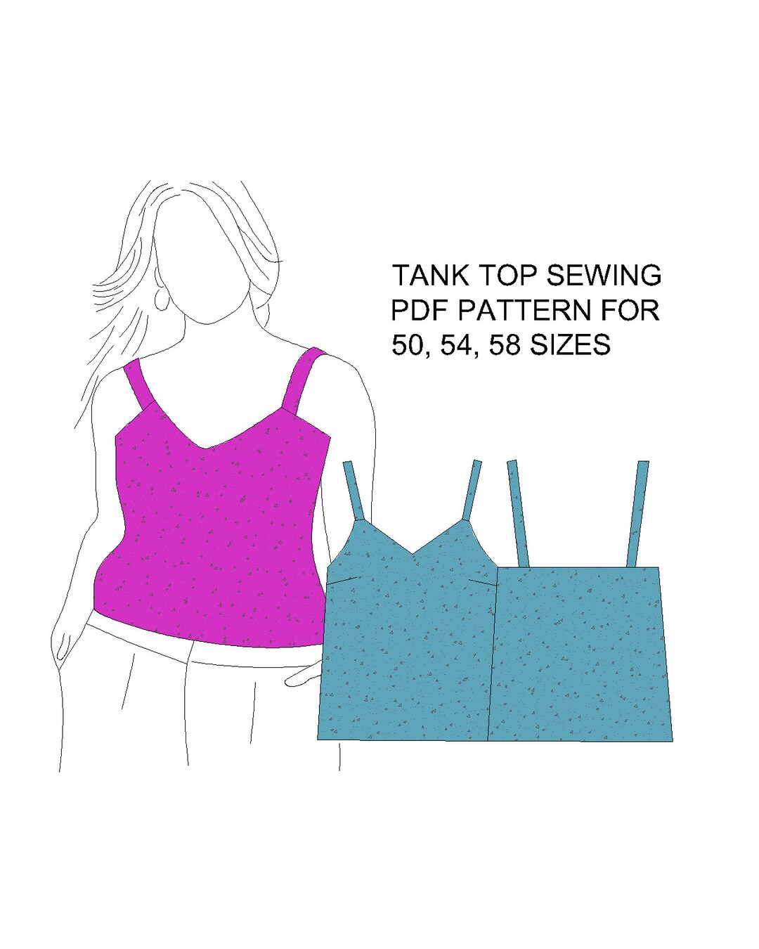 Plus Size Tank Top PDF – Sewing Pattern Only (sizes 50–58) - Etsy