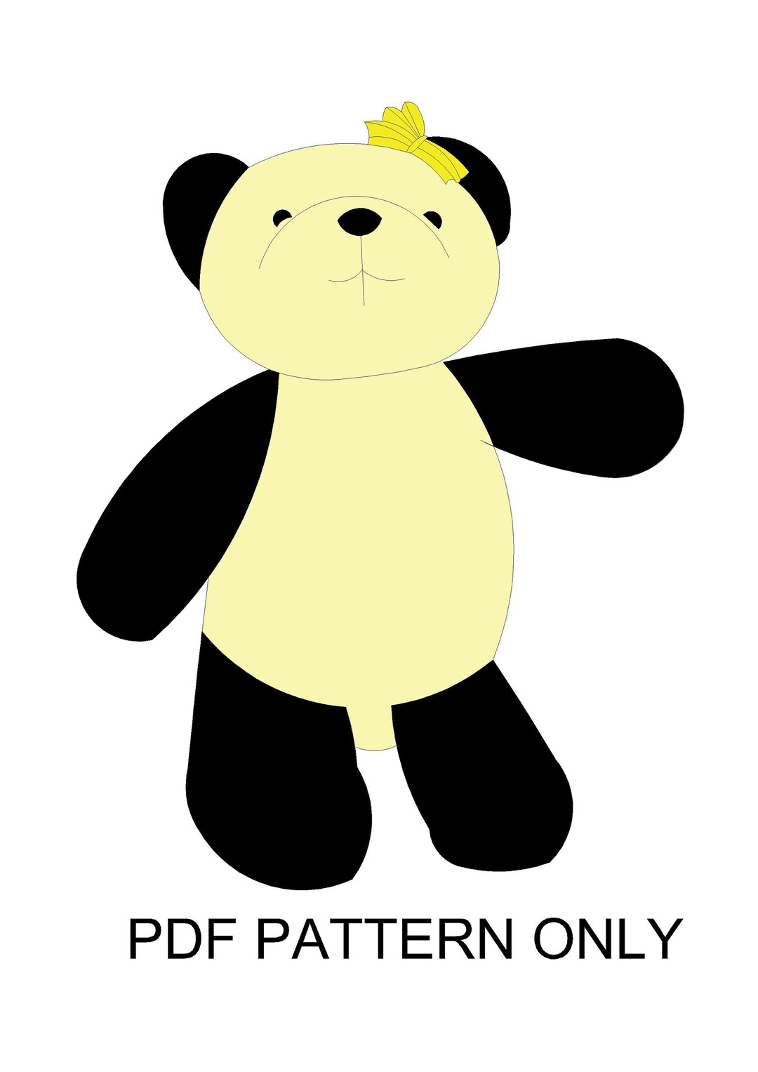 Printable Panda Pdf Sewing Pattern, Teddy Bear Pdf Seing Pattern, Easy ...