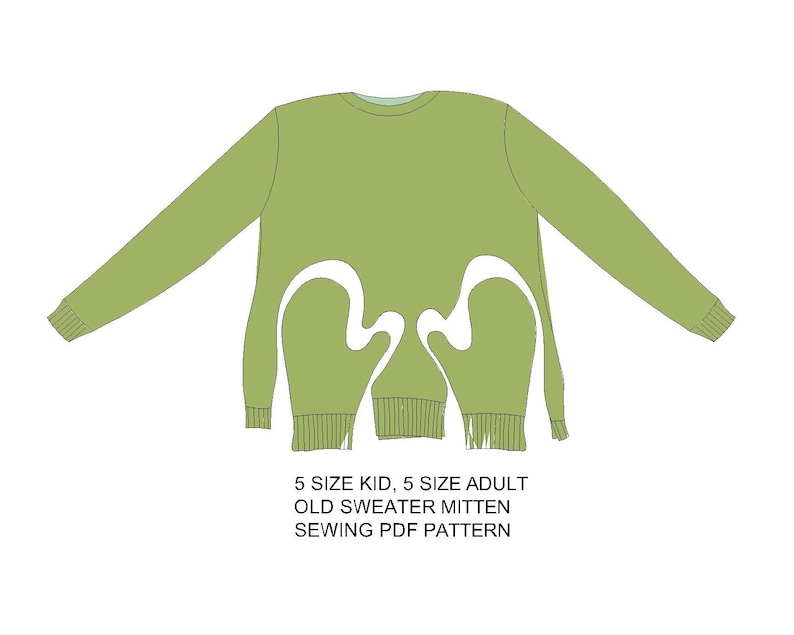 Mitten PDF Sewing Pattern – Upcycled Sweater Gloves, 10 Sizes for Kids and Adults (pattern Only ...