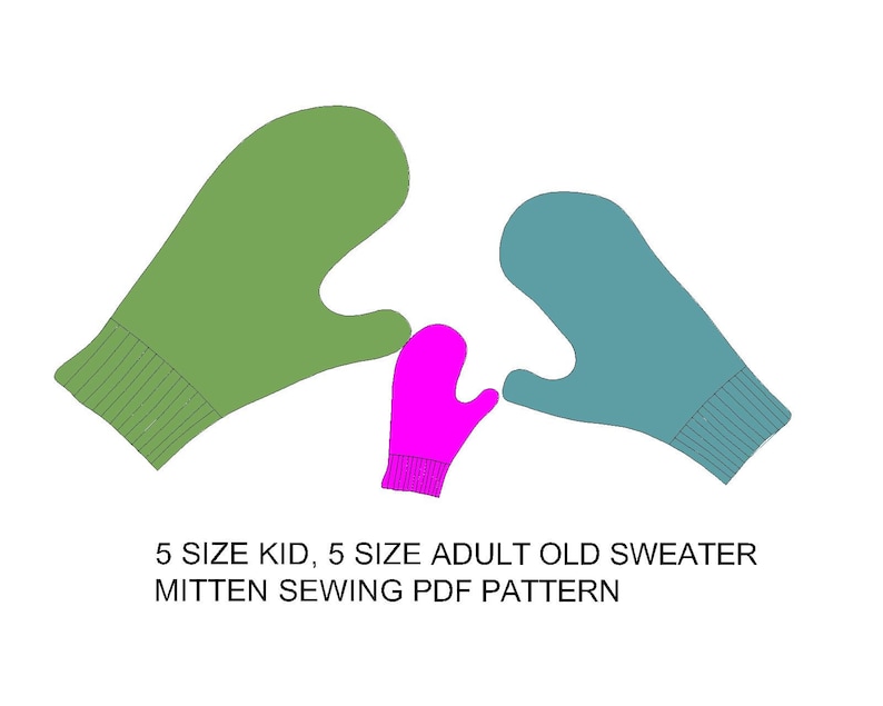 Mitten PDF Pattern – Upcycled Sweater Gloves, 10 Sizes (pattern Only ...