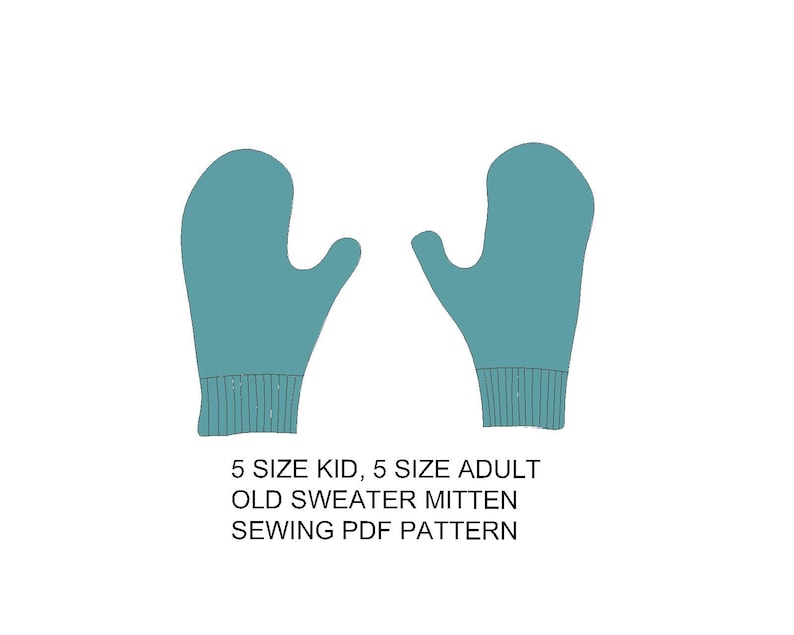 Mitten PDF Sewing Pattern – Upcycled Sweater Gloves, 10 Sizes for Kids ...