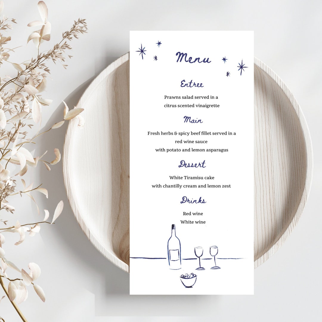 Minimalist Dinner Plate Menu (1) - Watercolour Editable Canva Template ...