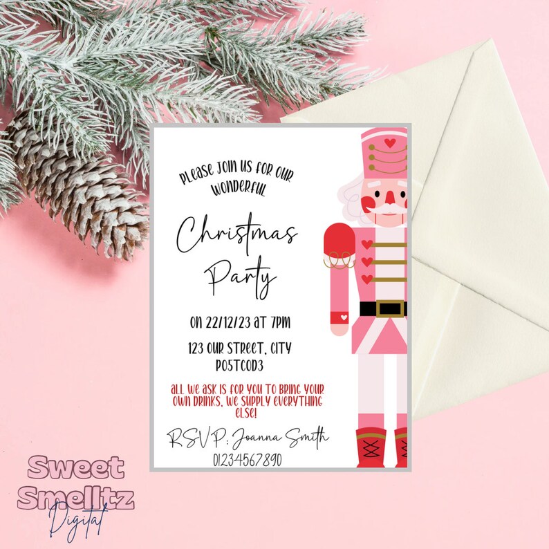 Digital Download Christmas Party Invitation Nutcracker Invitation Edit Yourself Edit on Canva ...