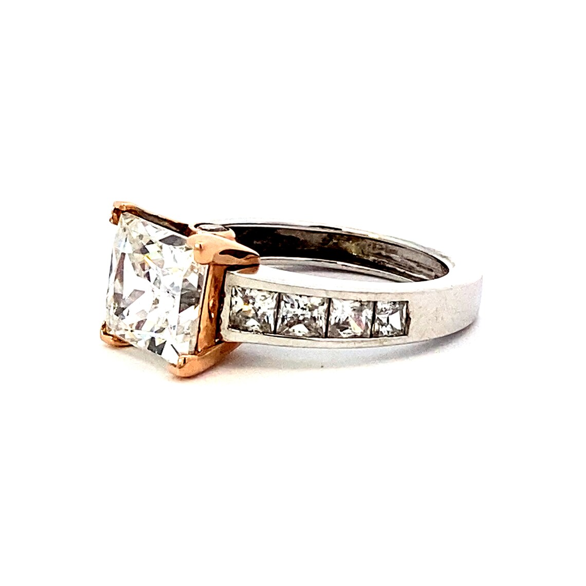 Cubic Zirconia Multi-stone Two-tone Engagement Ring - Etsy