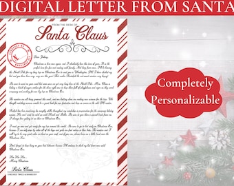 DIGITAL/PRINTABLE Editable Template Letter From Santa, Custom Santa ...
