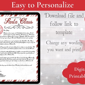 DIGITAL/PRINTABLE Editable Template Letter From Santa, Custom Santa ...