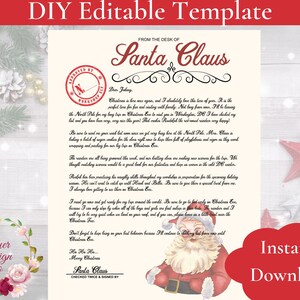 DIGITAL/PRINTABLE Editable Template Letter From Santa, Custom Santa ...