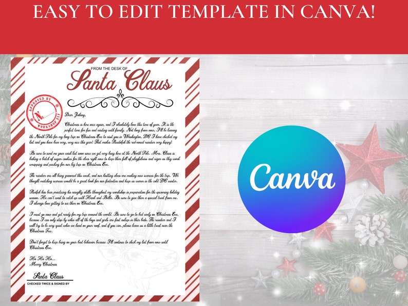 DIGITAL/PRINTABLE Editable Template Letter From Santa Custom - Etsy