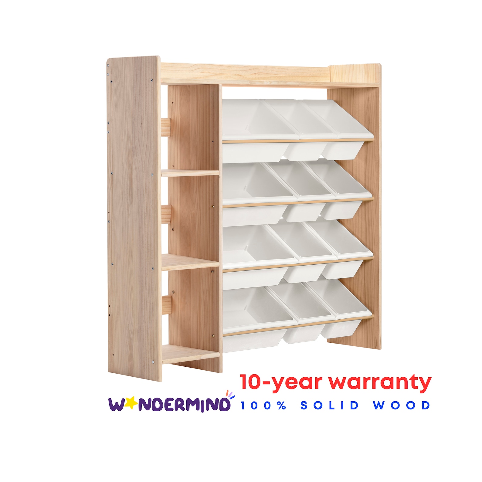 100% Solid Wood Toy Storage W115 X H115 X D30 12 Alabaster White ...