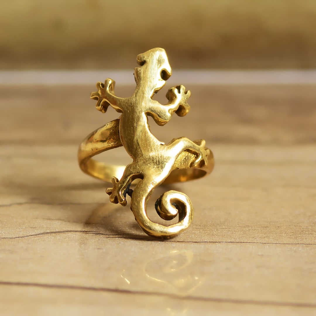 Gold Lizard Ring, Gecko Ring, Salamander Ring, Reptile Ring, Handmade ...
