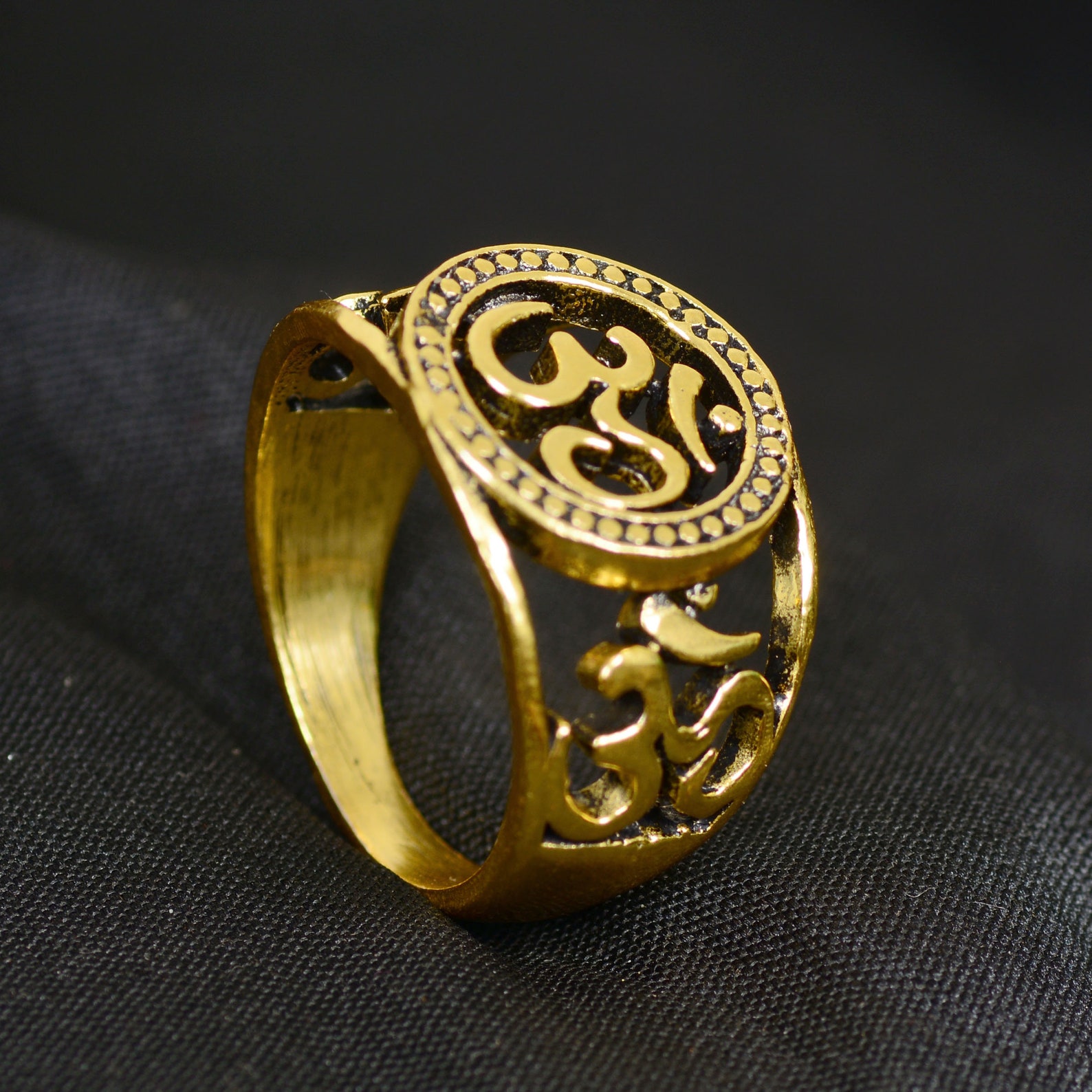 Solid Gold Om Ring, Handmade Ring, Brass Ring, Buddhist Ring ...