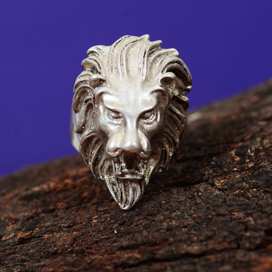 Loin Signet Ring, Handmade Mens Ring, Sterling Silver Ring, Lion ...