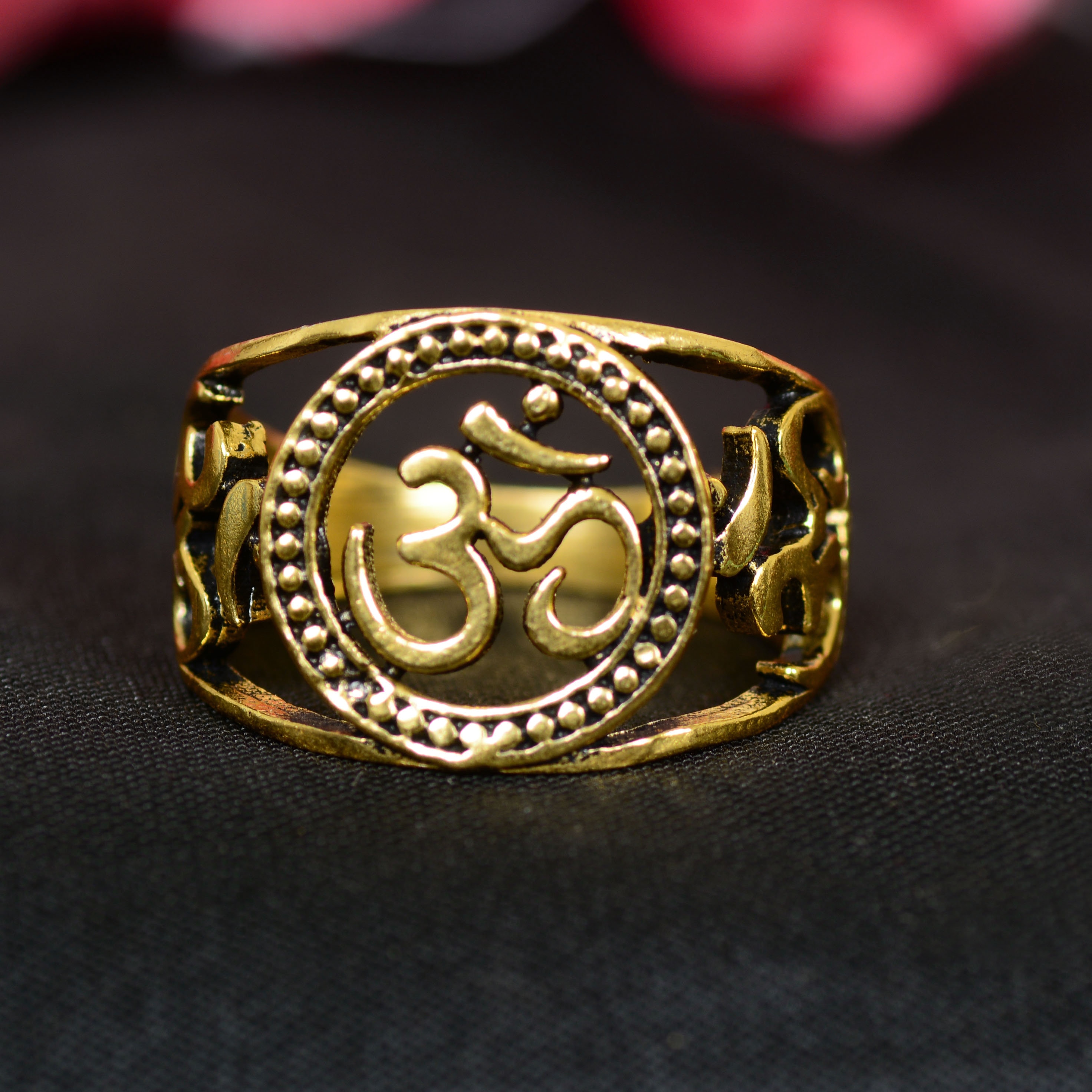 Solid Gold Om Ring, Handmade Ring, Brass Ring, Buddhist Ring ...