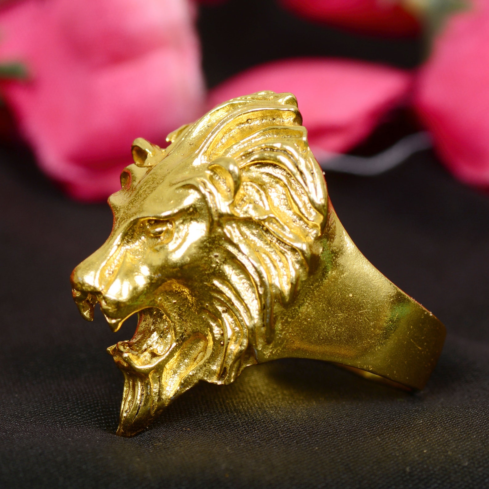 Loin Signet Ring, Handmade Mens Ring, Sterling Silver Ring, Lion ...