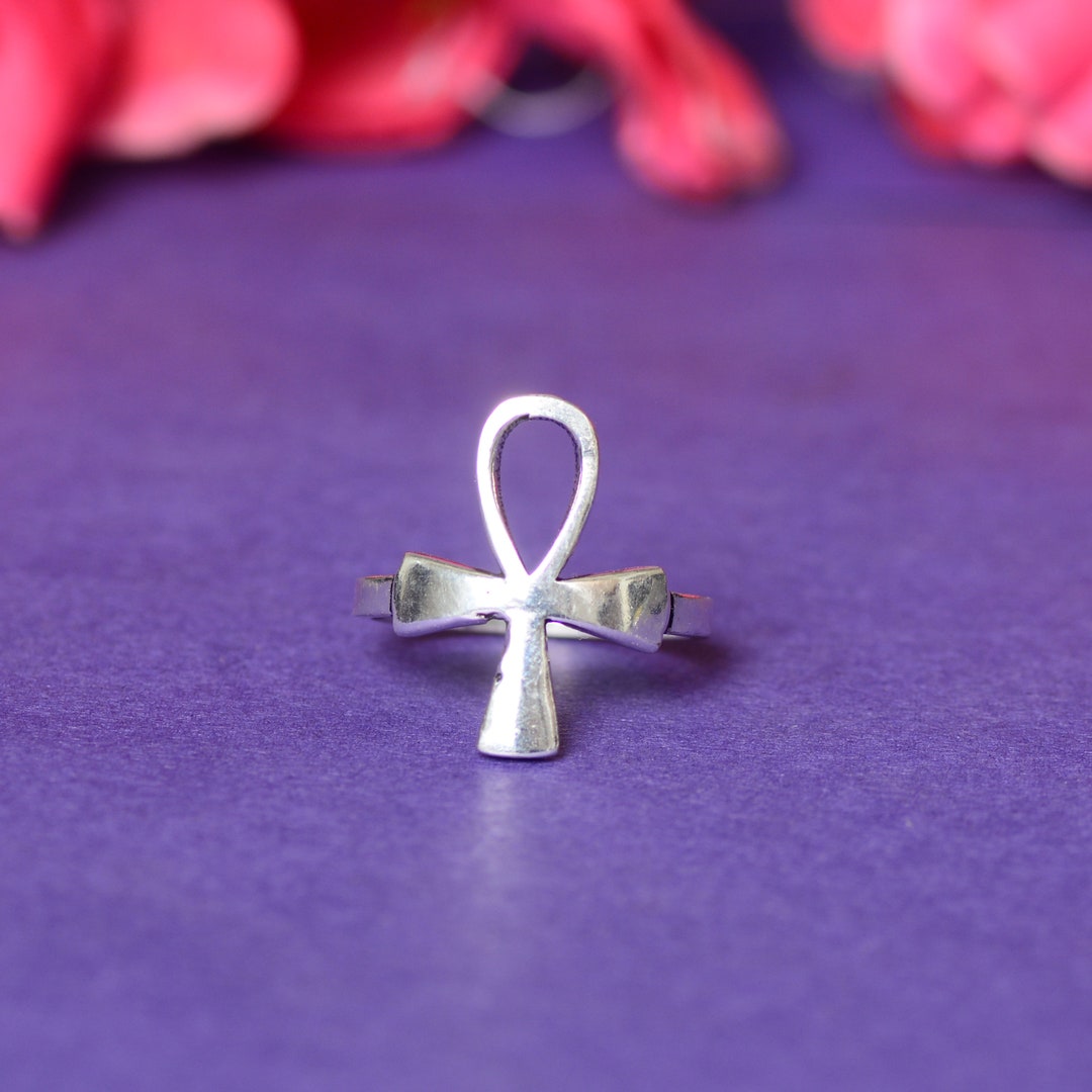 Gold Ankh Ring, Egyptian Ankh Cross Ring, Key of Life Ring, Design ...