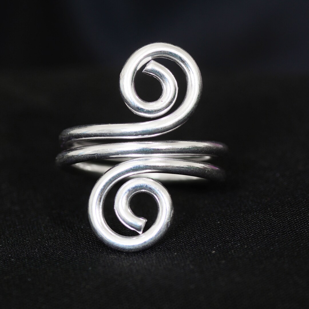 Spiral Ring, Brass Swirl Ring, Adjustable Ring, Boho Ring, Single Coil ...