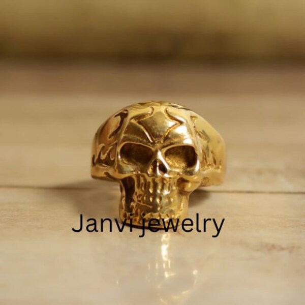 Skull Ring Gold - Etsy
