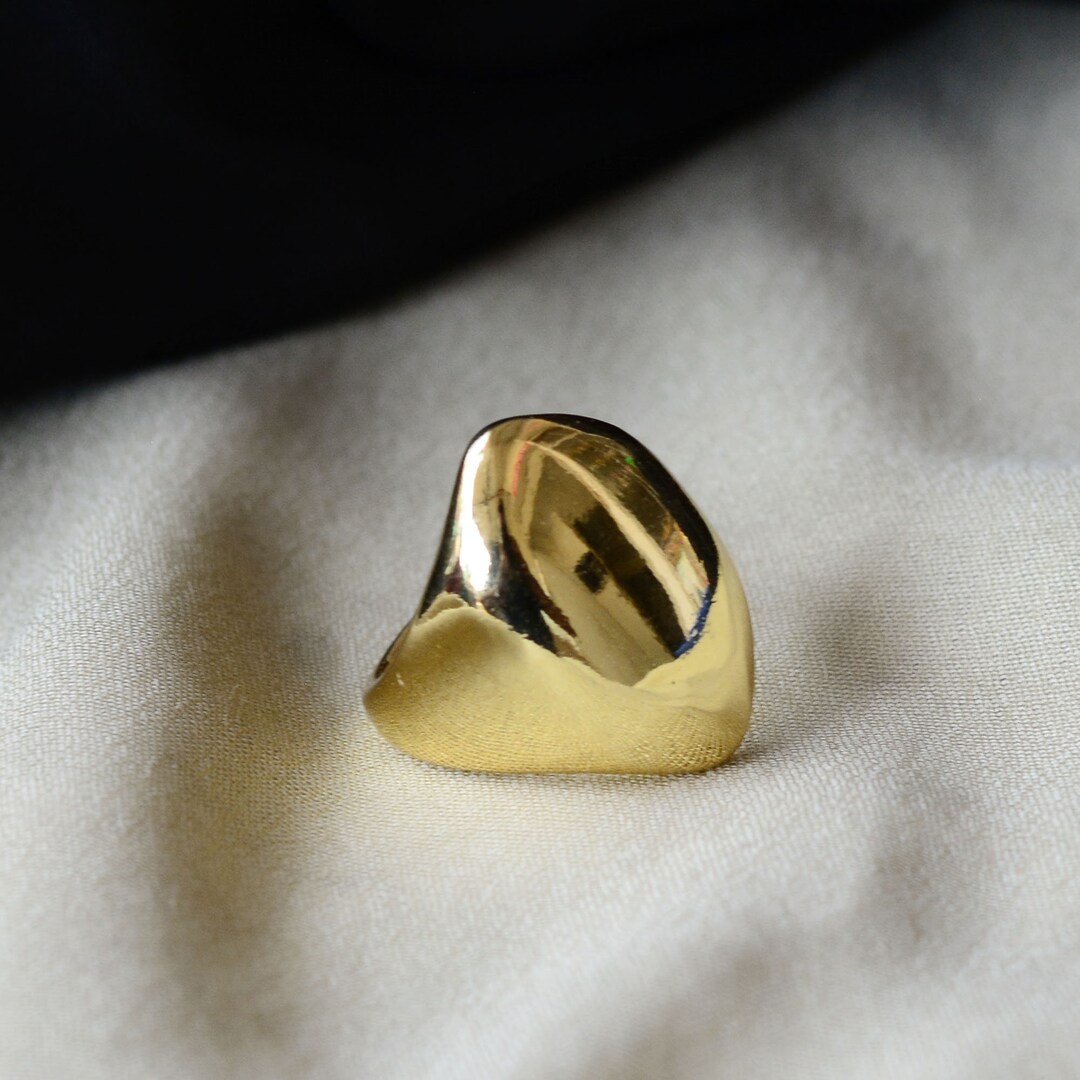 Plain Brass Minimalist Ring Organic Dome Ring Statement Ring Chunky ...