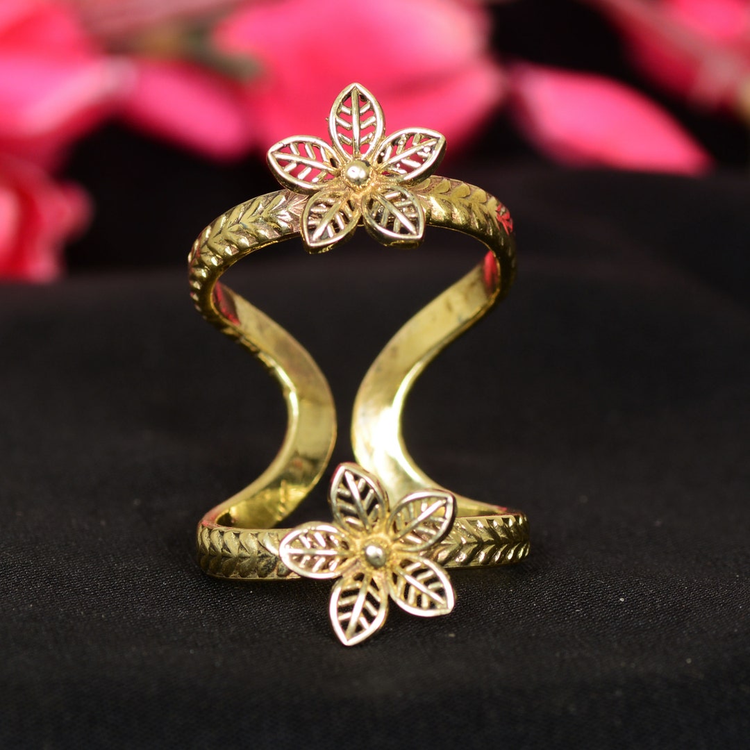 Brass Gold Arthritis Ring, Thumb & Finger Ring, Floral Adjustable Look ...