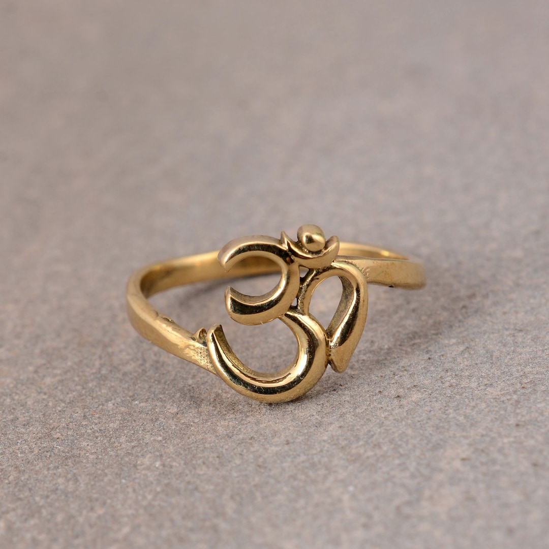 Gold Om Ring: Hindu Symbol, Yoga Meditation Jewelry - Etsy