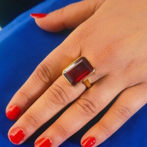 Square Garnet Ring, Gemstone Ring, Promised Ring, Popular Ring ...