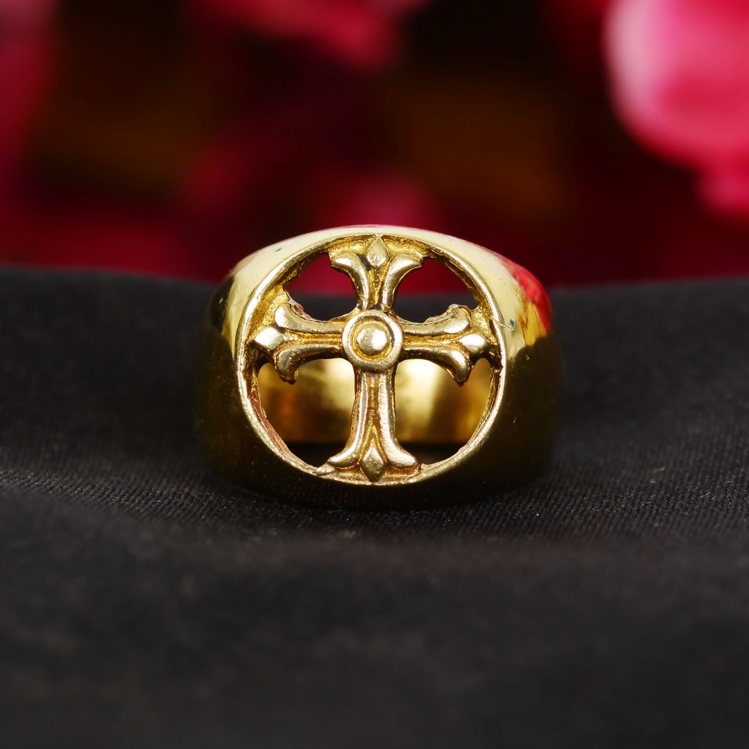 Jerusalem Cross Religion Stainless Steel Mens Rings Simple Cross Ring ...